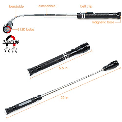 LED Magnetic Pickup Tool, Tools Gifts for Men Who Have Everything, Telescoping Pick Up Stick Magnet Tool, Telescoping Magnet Pick Up Gadget Tool for Men, DIY Handyman, Father/Dad, Husband, Boyfriend