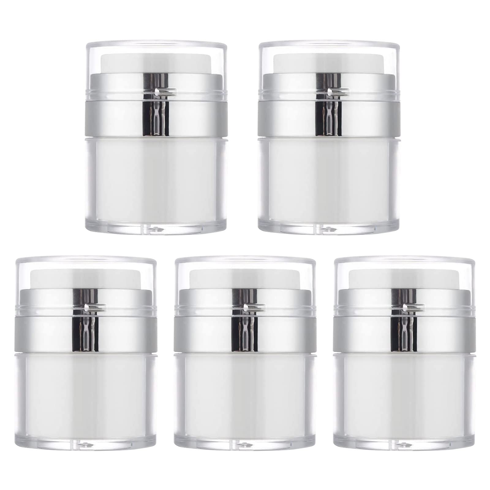 Airless Pump Jar, 5PCS Cream Jar Vacuum Bottle Refillable Travel Containers for Toiletries, Airless Pump Bottles for Lotions And Creams(1.7Oz/50ml)