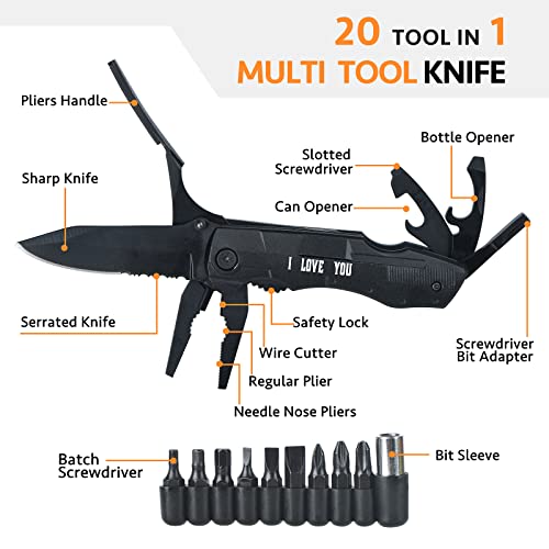 Multitool Pliers Folding Pocket Knife-Including Nylon Bag and Gifts Box,Stocking Stuffers for Men, Christmas Gifts for Men Dad,Multitool Cool Gadgets Practical Gifts