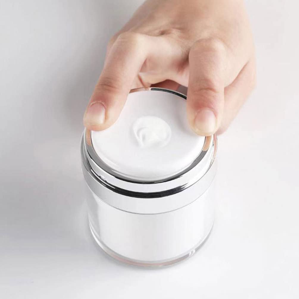 Uonlytech 3pcs Press Cream Jar Refillable Travel Jars Lotion Pump Bottle Airless Pump Jars Lotion Cosmetics Bottle Sunscreen Face Lotion Airless Sub Cream Jars Pp Empty Lotion