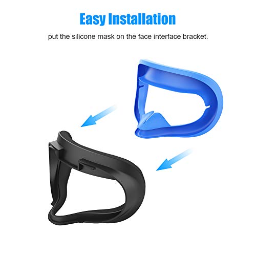 AMVR Face Cushion Pad Replacement for Oculus Quest 2, Silicone Face Cover for Meta Quest 2 Headset, Sweatproof Washable Lightproof Anti-Leakage VR Face Plate Mask Accessories (Blue, Only Cover)