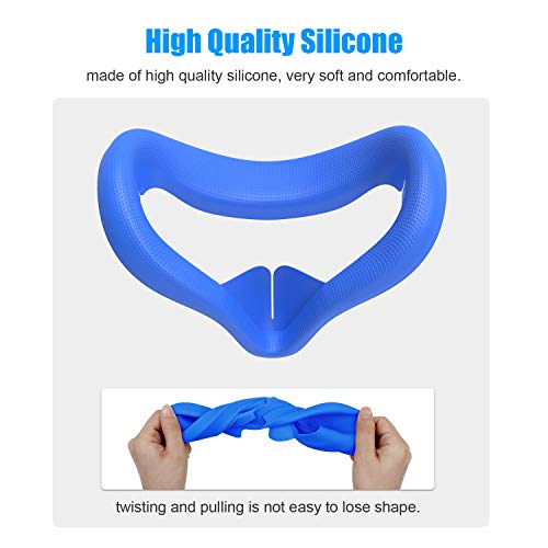 AMVR Face Cushion Pad Replacement for Oculus Quest 2, Silicone Face Cover for Meta Quest 2 Headset, Sweatproof Washable Lightproof Anti-Leakage VR Face Plate Mask Accessories (Blue, Only Cover)
