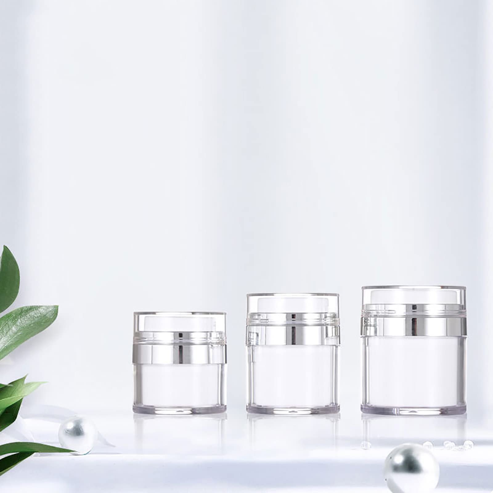 wgdpnp Airless Pump Jar Small Cream Jar with Perfume Pump Bottle Vacuum Bottle Containers Portable Airless Pump Bottle Refillable Airless Pump Jars for Toiletries Cosmetic Container (1PCS, 50ml)