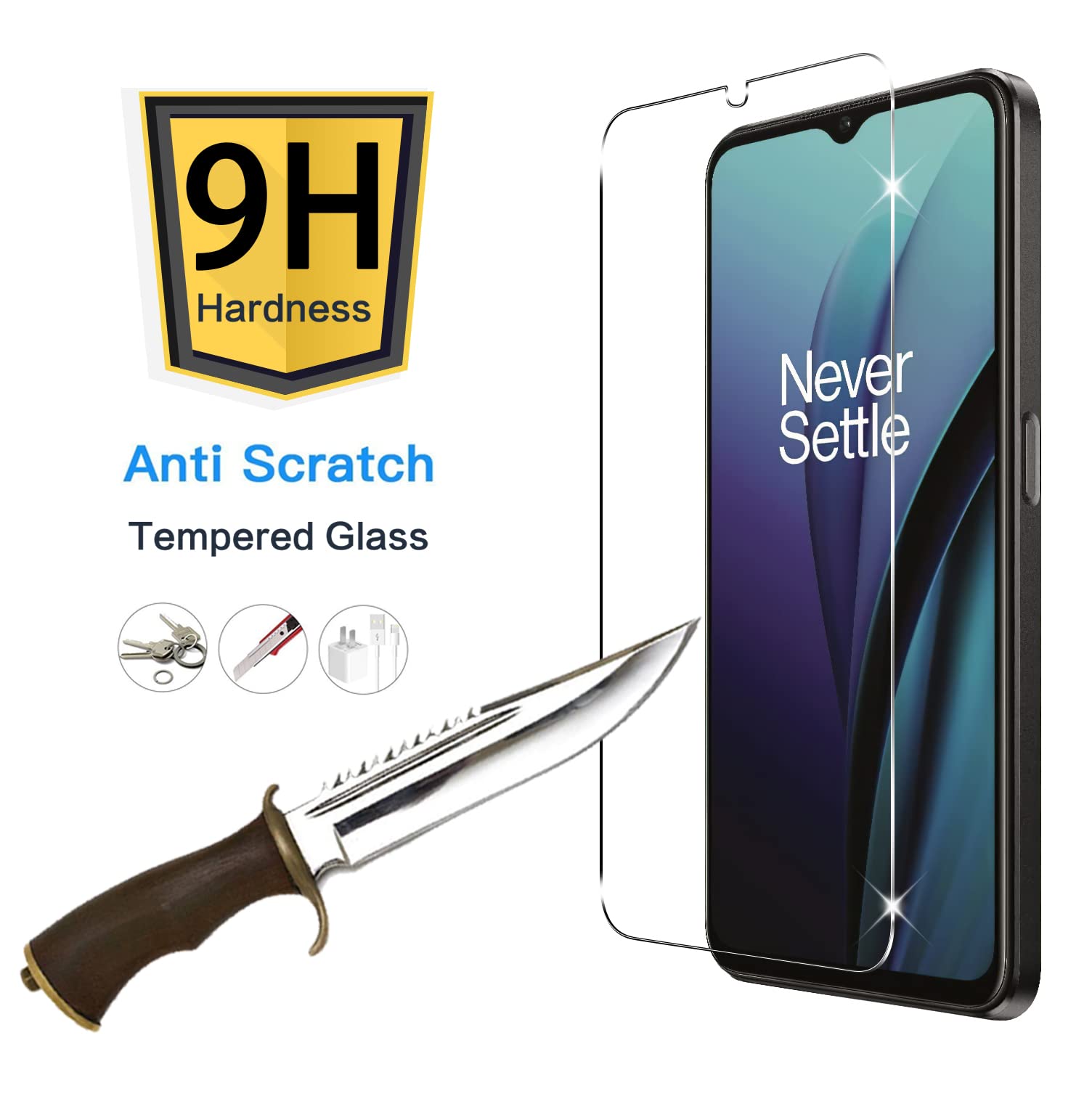 Coolpow 【3+3 PACK】 Designed for Oneplus Nord N20 SE Screen Protector plus One Nord N20 SE Screen Protector Tempered Glass Film, 9H Hardness, Ultra HD, Scratch Resistant, Easy Install, Case Friendly