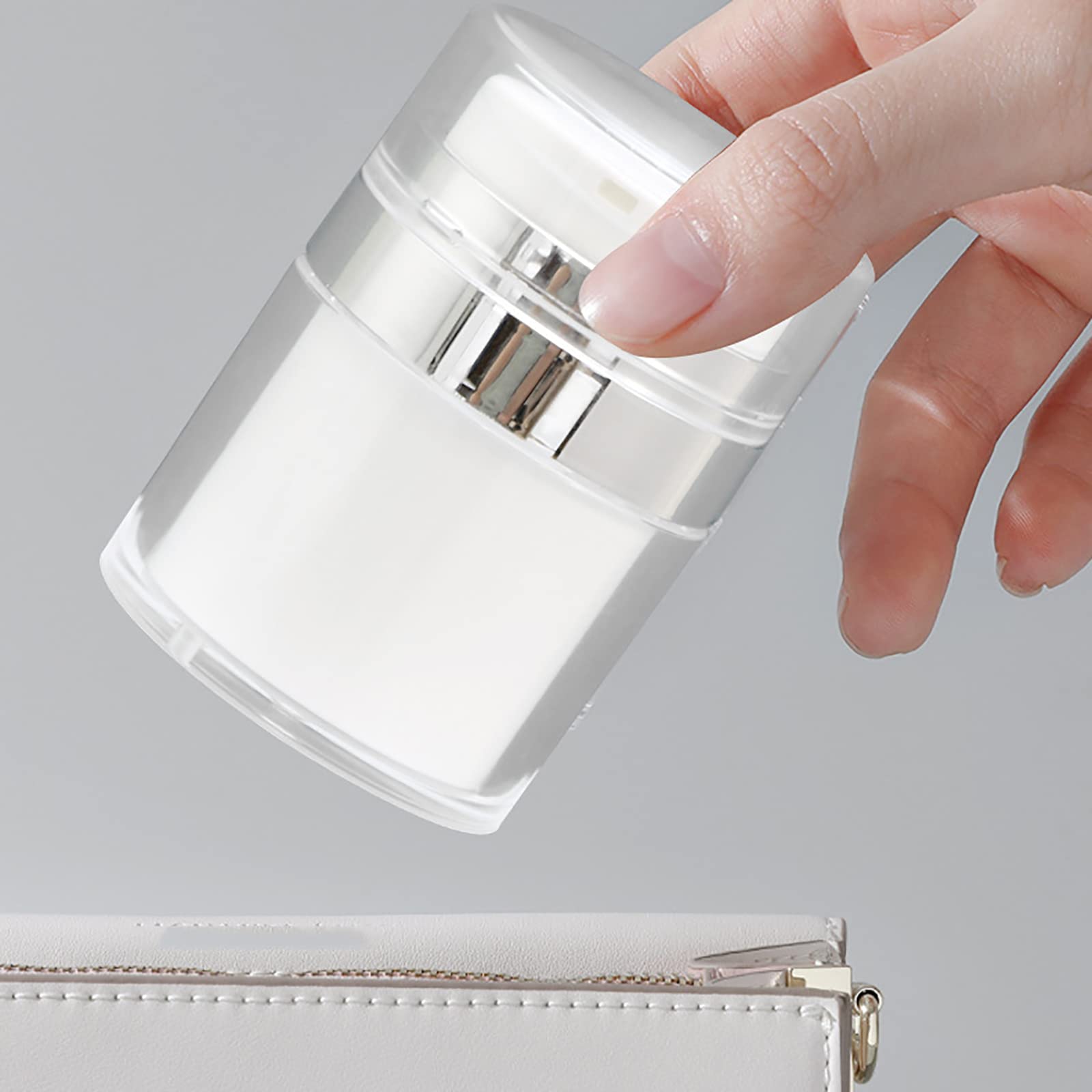 wgdpnp Airless Pump Jar Small Cream Jar with Perfume Pump Bottle Vacuum Bottle Containers Portable Airless Pump Bottle Refillable Airless Pump Jars for Toiletries Cosmetic Container (1PCS, 50ml)