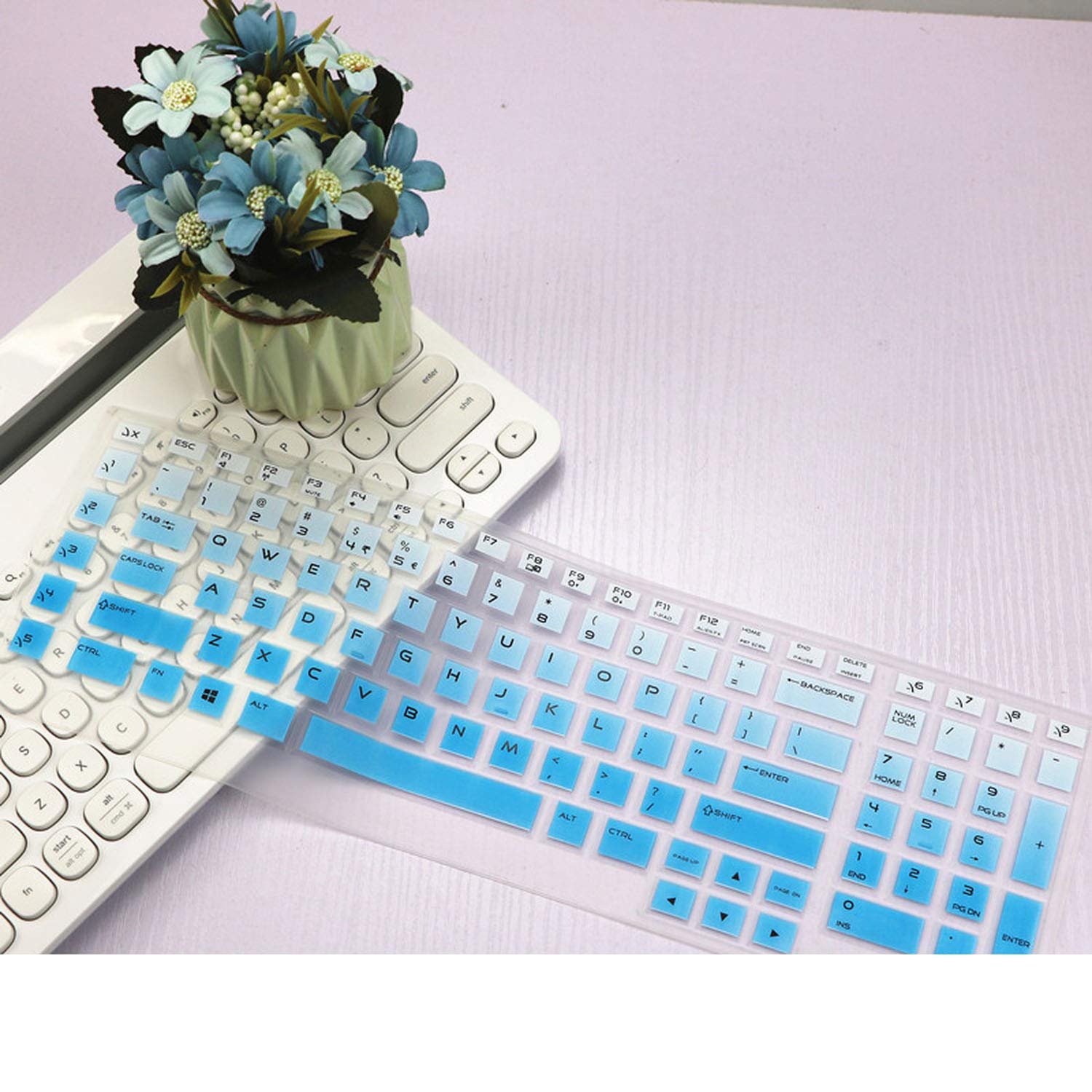 Silicone Keyboard Cover Skin Protector for Dell Alienware AREA-51M AREA-51 17 R3 M17 M15 17r5 15r4 R3 17.3 15.6 Inch Laptop-Gradient Green-