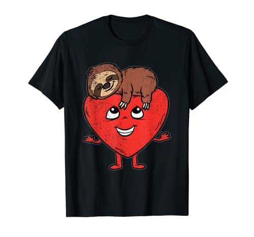 Sloth Sleeping Heart Valentines Day Cute Animal Love T-Shirt