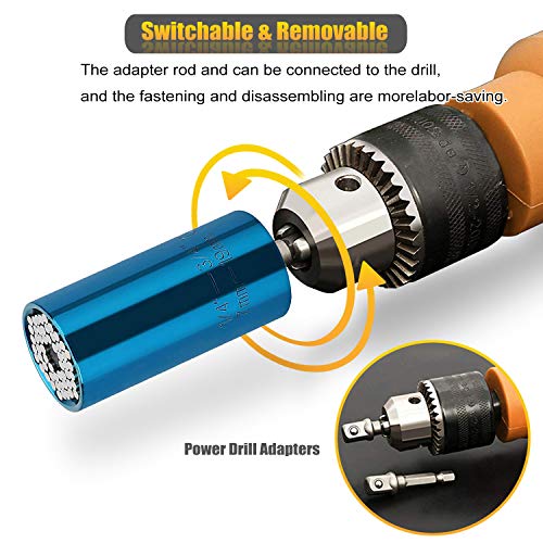 2 Sets Universal Wrench Socket Gifts for Men, 1/4 to 3/4 inch Universal Grip Ratchet Tool Sets with Power Drill Adapter, Best Unique Gadgets for Men Handy DIY Tools Dad Father Husband Boyfriend Him