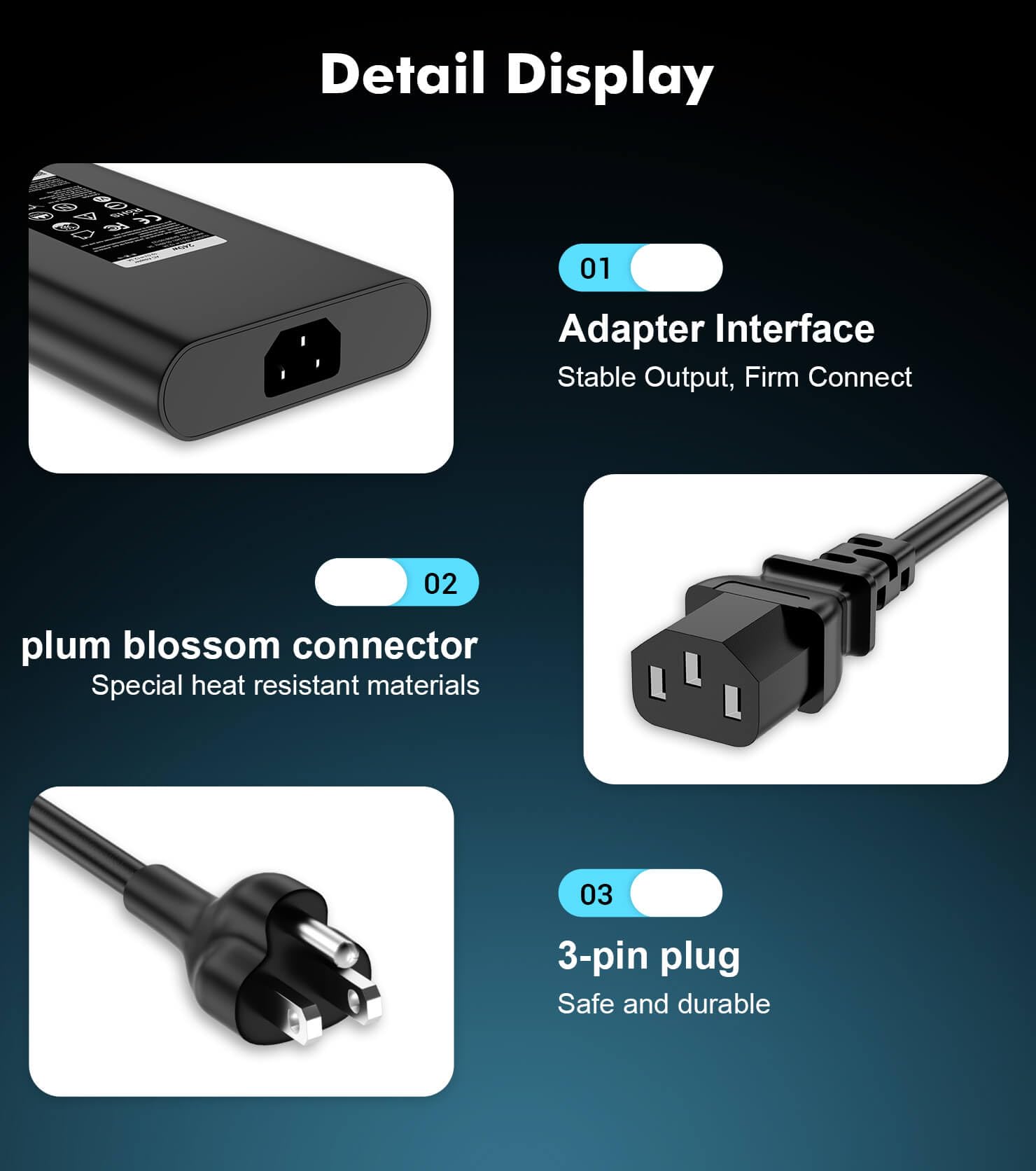 New Slim Replacement for Dell 240W AC Adapter fit Alienware Laptop Charger Precision 7770, G7 15 7500 17 7700, Alienware 15 17 M15 M17 X51 LA240PM180 7.4 mm Barrel with Power Cord