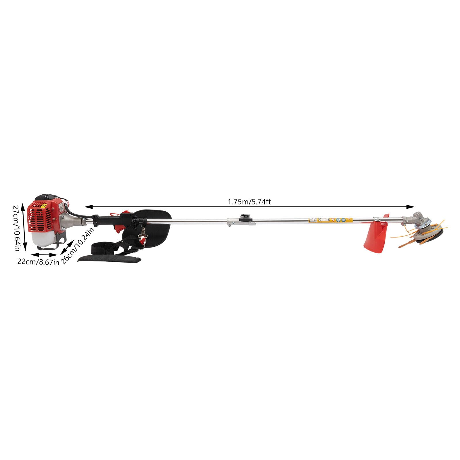 TQSHOoP Weed Wacker Gas Powered 2 Stroke 26CC Gas String Trimmer Edger Gasoline Grass Trimmer Cordless Portable Brush Cutter with 2 Blade Heads for Yard Garden