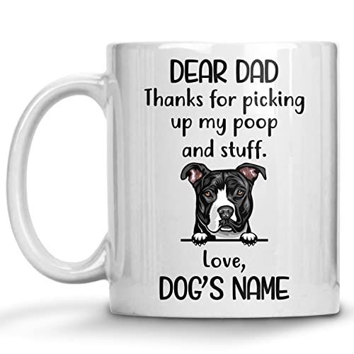 Personalized Pit Bull Coffee Mug, Pitbull Terrier Custom Dog Name, Customized Gifts For Dog Dad, Father's Day, Birthday Halloween Xmas Thanksgiving Gift For Dog Lovers Mugs
