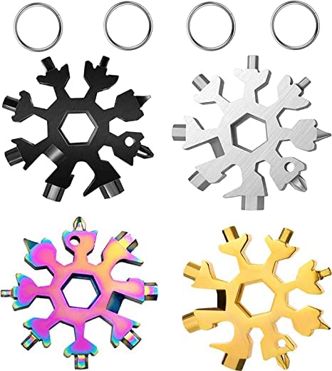 4 Pack 18 In 1 Snowflake Multi Tool, Stainless Steel Beer Bottle Opener, Mens Stocking Stuffer Ideas,Snowflake Multi Tool
