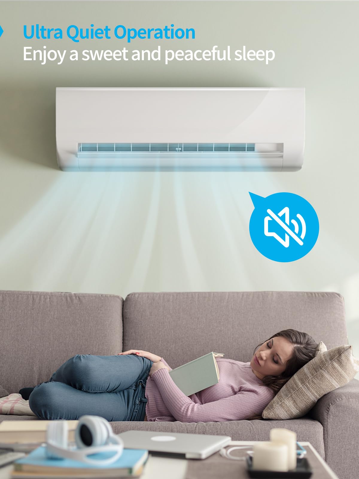 TABU Mini Split System 12000BTU Air Conditioner with Inverter, 115V Energy Saving AC/Heating System, Wall-Mounted Ductless Air Conditioner and Heater with Heat Pump, Remote Control & Installation Kit