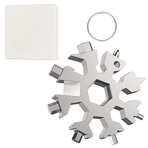 gift 18-in-1 Snowflake Multi Tool Stainless Durable and Portable Steel Multi-Tool for Indoor Outdoor Daily Tool, Great Christmas Gift (1PC Silver)