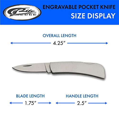 Rite Edge 2.5” Small Flat Engravable Silver Folding EDC Gift Lock Back Pocket Knife