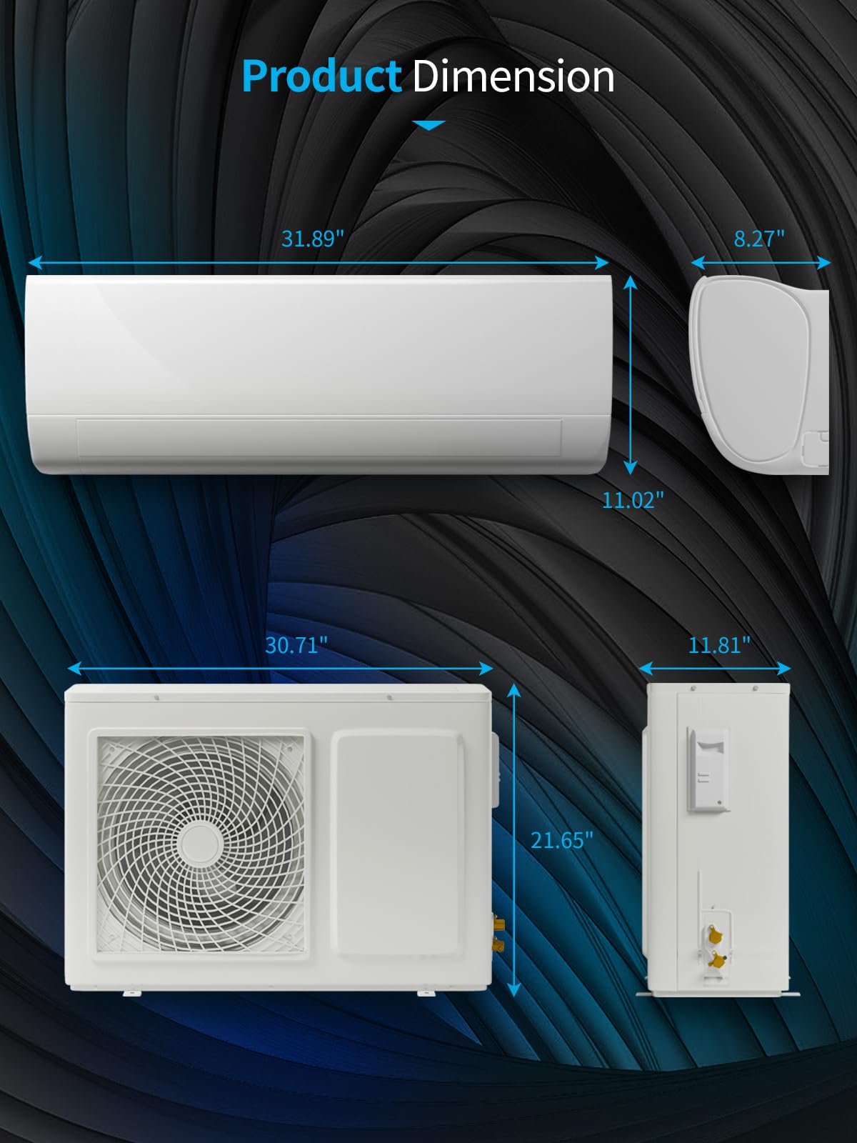 TABU Mini Split System 12000BTU Air Conditioner with Inverter, 115V Energy Saving AC/Heating System, Wall-Mounted Ductless Air Conditioner and Heater with Heat Pump, Remote Control & Installation Kit