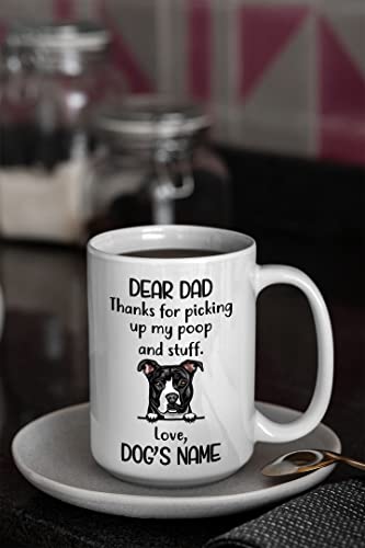 Personalized Pit Bull Coffee Mug, Pitbull Terrier Custom Dog Name, Customized Gifts For Dog Dad, Father's Day, Birthday Halloween Xmas Thanksgiving Gift For Dog Lovers Mugs