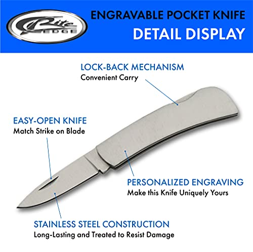 Rite Edge 2.5” Small Flat Engravable Silver Folding EDC Gift Lock Back Pocket Knife
