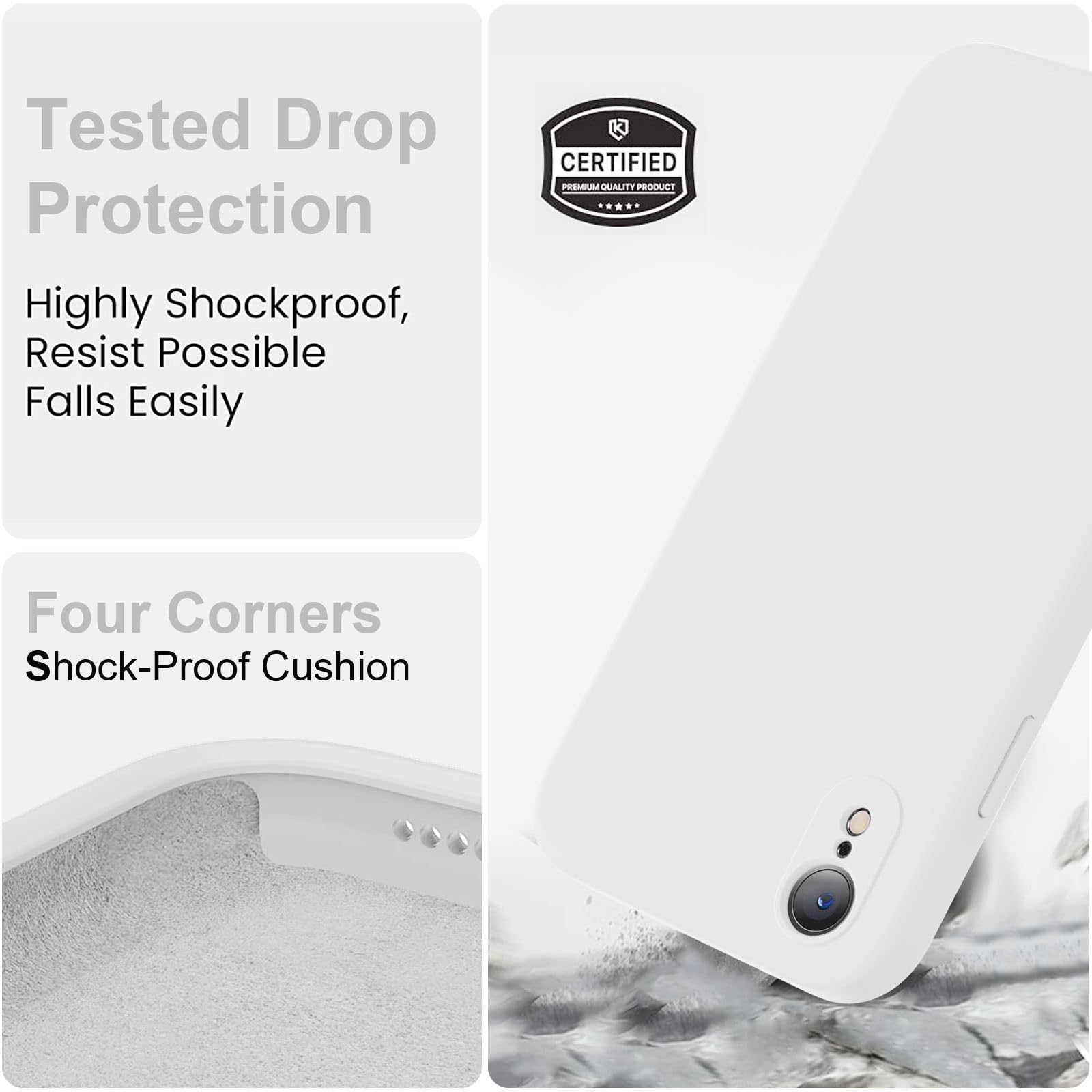 Vooii Compatible with iPhone XR Case, Upgraded Liquid Silicone with [Flat Edges] [Camera Protection] [Soft Anti-Scratch Microfiber Lining] Phone Case for iPhone 10 XR 6.1 inch - White
