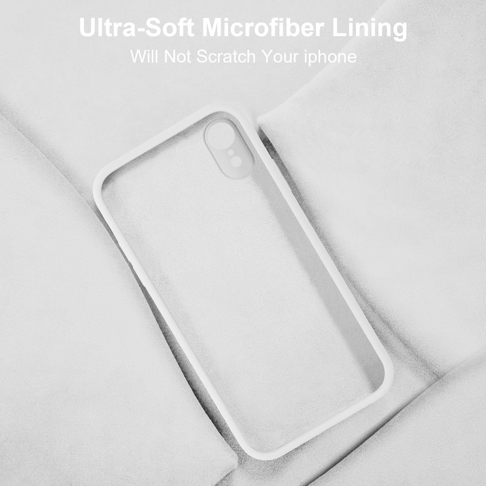 Vooii Compatible with iPhone XR Case, Upgraded Liquid Silicone with [Flat Edges] [Camera Protection] [Soft Anti-Scratch Microfiber Lining] Phone Case for iPhone 10 XR 6.1 inch - White