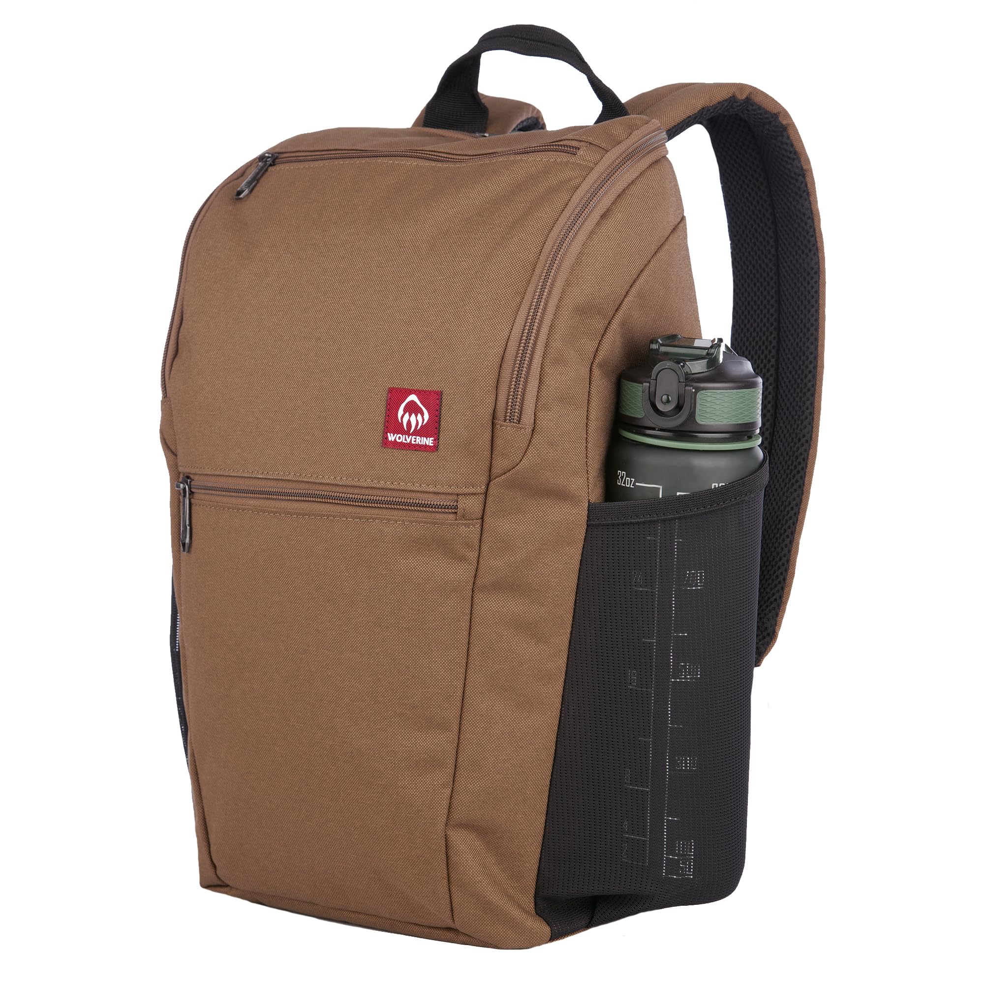 WOLVERINE Lightweight, Water Resistant Rugged Laptop Backpack for Travel or Work, Top Loader-Chestnut, 25L