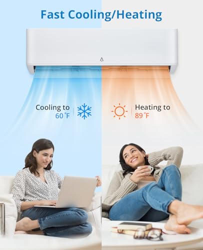 SXYCMY 12,000 BTU Split-System Air Conditioner Inverter, Split AC/Heating System 23 SEER, Cools Rooms Up to 750 Sq. Ft, Wall Mount Ductless Mini Split A/C Heat Pump Full Set with 16ft Installation Kit