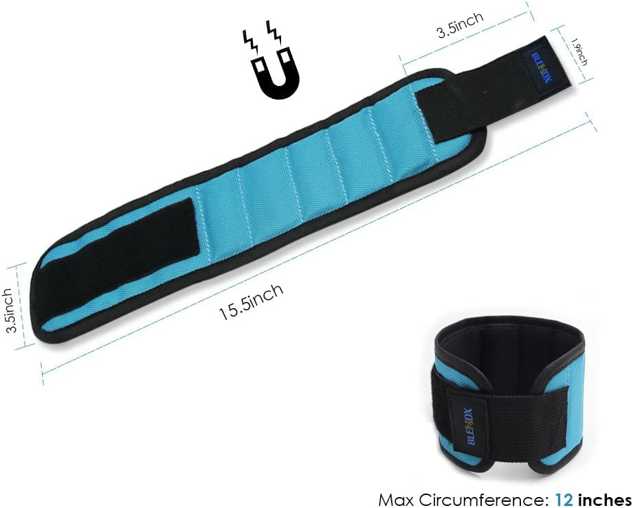 Magnetic Wristband, BLENDX Men Stocking Stuffers Gifts Tool with Strong Magnets for Holding Screws, Nails, Drill Bits Cool Tools for Father's Day Gift for Him, Men, Husband, Dad, Guys, DIY-er