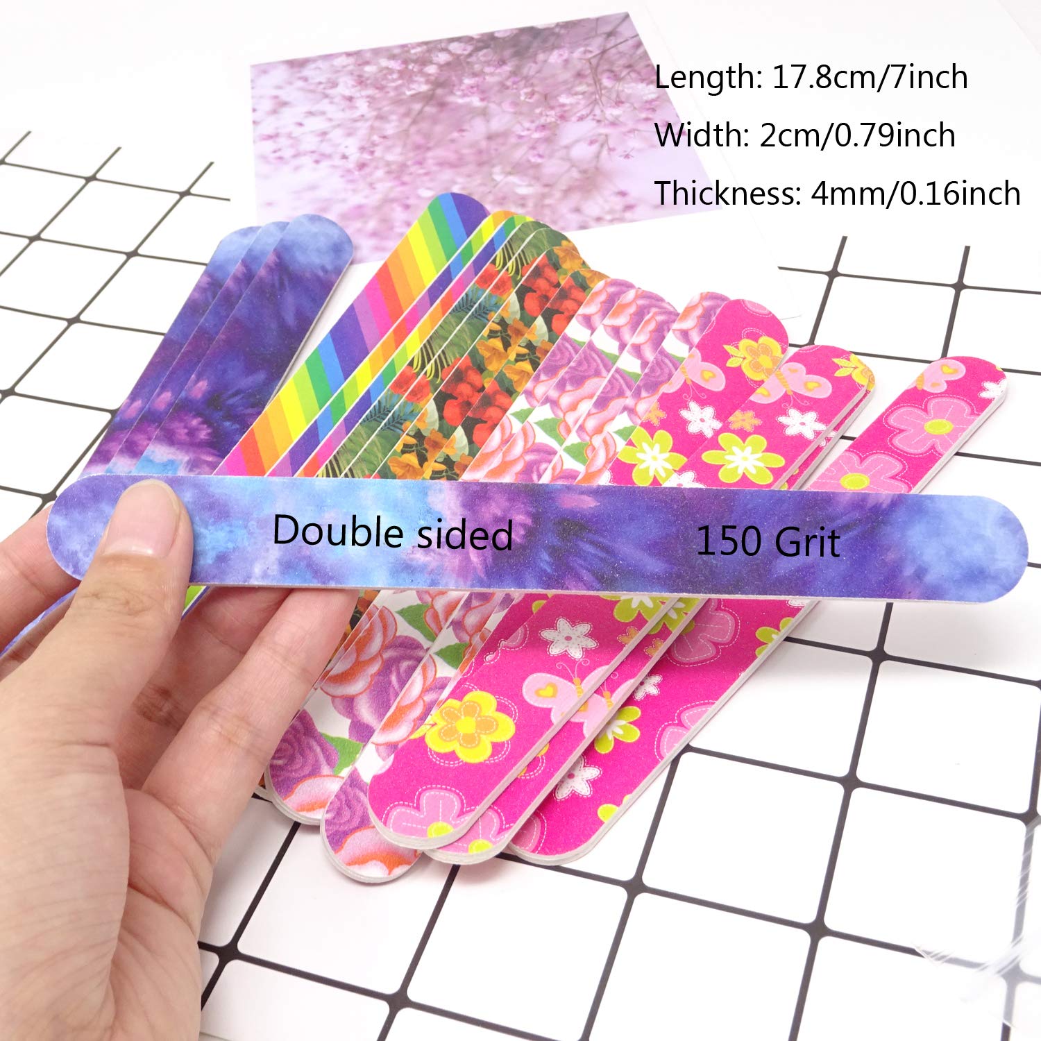 Honbay 20PCS Double Sided Nail Files Emory Boards for Home and Professional Salon Use (150/150 Grit) - Random Color