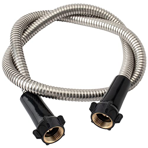 Yanwoo 304 Stainless Steel 1ft Garden Hose with Female to Female Brass Connector, 18mm Outer Diameter Flexible & Lightweight Heavy Duty Short Water Hose for Outdoor (1 Feet)