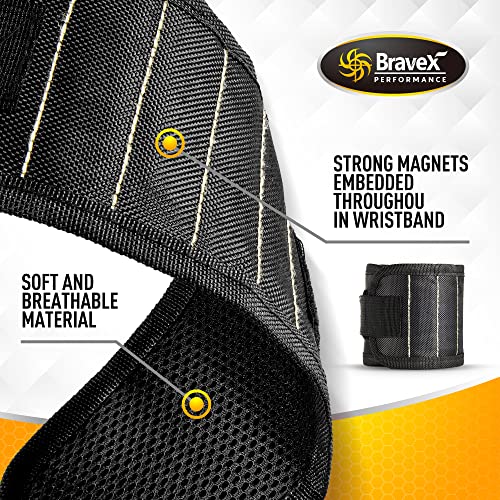 Voltstorm Magnetic Wristband - Men Women Tool Belt with 12 Strong Magnets for Holding Screws, Nails, Drill Bits - Great Gift for Men Stocking Stuffers, Handyman, Carpenter, Electrician, Framer