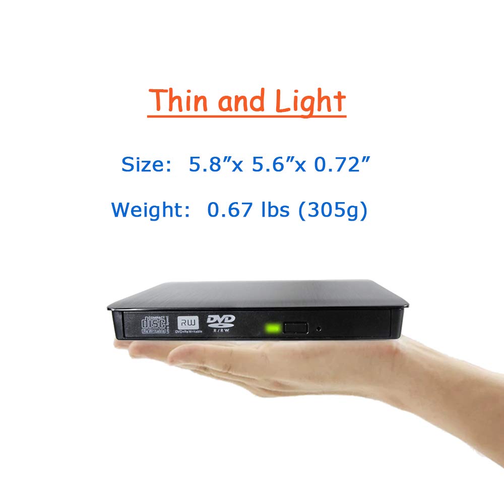 Valley Of The Sun Portable External DVD CD ROM Player Optical Drive, for Alienware M15 R2 M17 15 17 R5 Aurora R8 R9 Area 51 M 51M Gaming Laptop X51 Desktop PC, USB 3.0 Pop-Up DVD-RW RAM CD-R Reader
