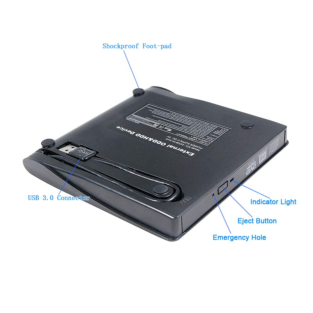 Valley Of The Sun Portable External DVD CD ROM Player Optical Drive, for Alienware M15 R2 M17 15 17 R5 Aurora R8 R9 Area 51 M 51M Gaming Laptop X51 Desktop PC, USB 3.0 Pop-Up DVD-RW RAM CD-R Reader