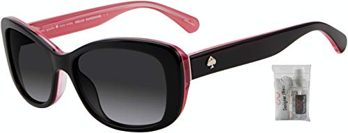 kate spade new york Claretta/S 03H2/WJ 53MM Black Pink/Gray Sf Polarized Rectangular Sunglasses for Women + BUNDLE with Designer iWear Eyewear Kit