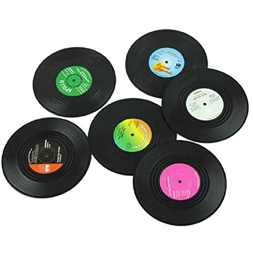 Vinyl Record Coasters for Drinks Novelty (12 Pieces) Funny Absorbent Retro Style Home Decor, Hot Coffee Cup Placement Pads, Effective Protection of The Desktop to Prevent Damage