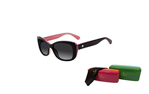 kate spade new york Claretta/S 03H2/WJ 53MM Black Pink/Gray Sf Polarized Rectangular Sunglasses for Women + BUNDLE with Designer iWear Eyewear Kit
