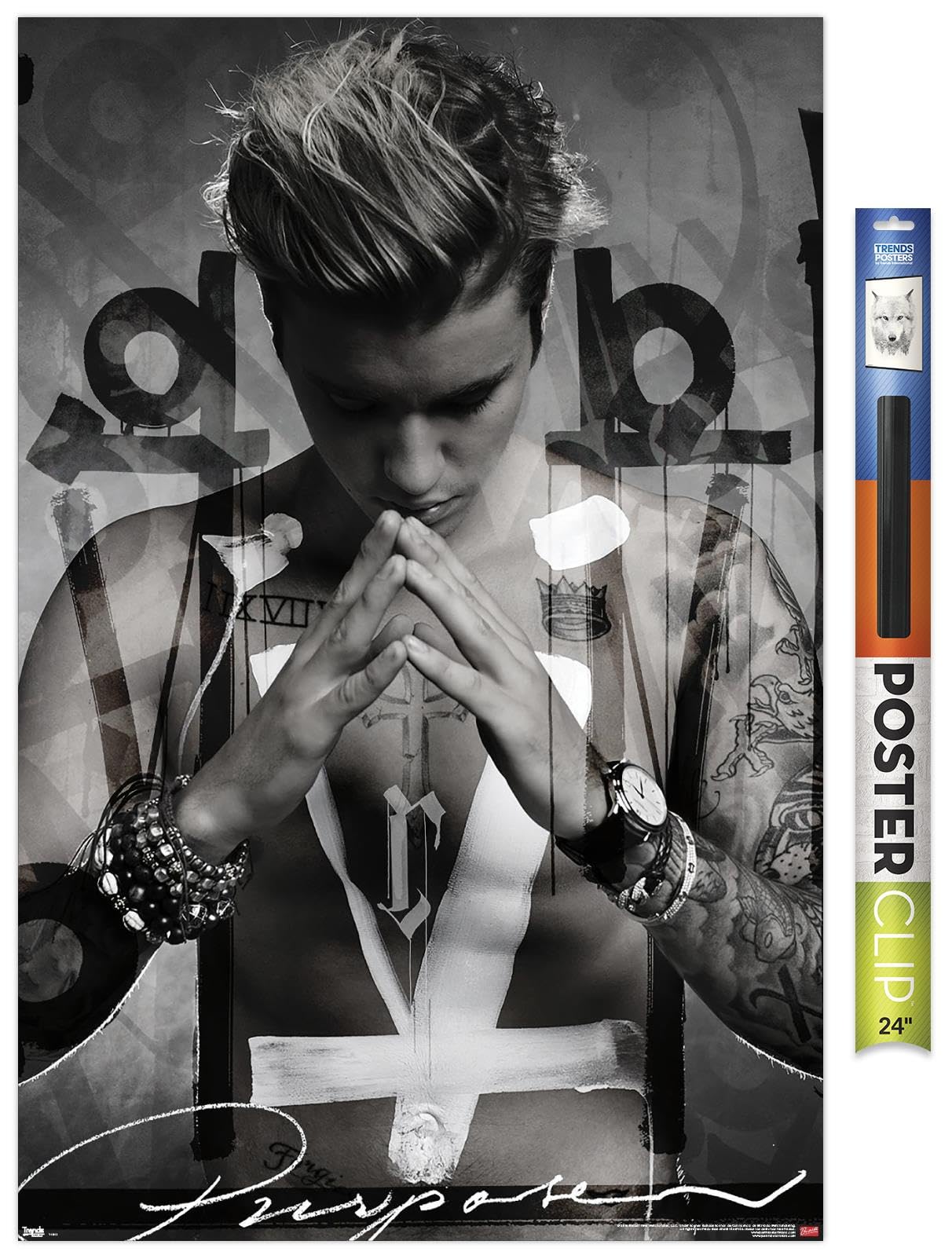 Trends International Justin Bieber - Purpose Wall Poster, 34L x 22.4W, Poster & Clip Bundle