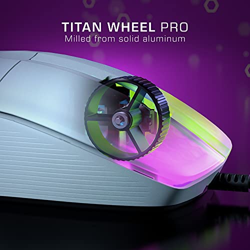 ROCCAT Kone Pro PC Gaming Mouse, Lightweight Ergonomic Design, Titan Switch Optical, AIMO RGB Lighting, Superlight Wired Computer Mouse, Titan Scroll Wheel, Bionic Shell, 19K DPI, White