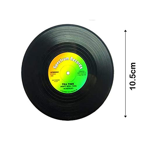 Vinyl Record Coasters for Drinks Novelty (12 Pieces) Funny Absorbent Retro Style Home Decor, Hot Coffee Cup Placement Pads, Effective Protection of The Desktop to Prevent Damage