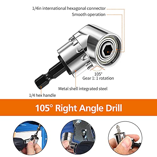 Flexible Drill Bit Extension Set & Universal Socket Tool, Bendable Drill Bit Extension, 3pcs Drill Bit Holder, 1/4 3/8 1/2" Universal Socket Adapter Set, 105° Right Angle Drill, Screwdriver Bit Kit