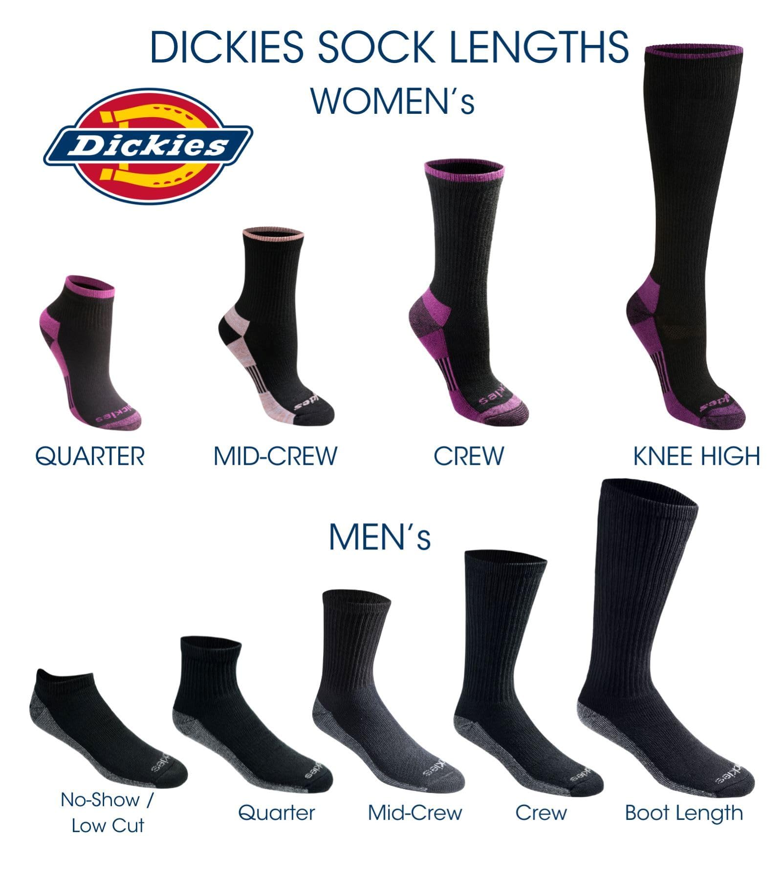 Dickies Women's Dri-Tech Fashion Moisture Control Crew Socks (5/6/12 Pairs) (S-XL), Black Heathered (6 Pairs), Large