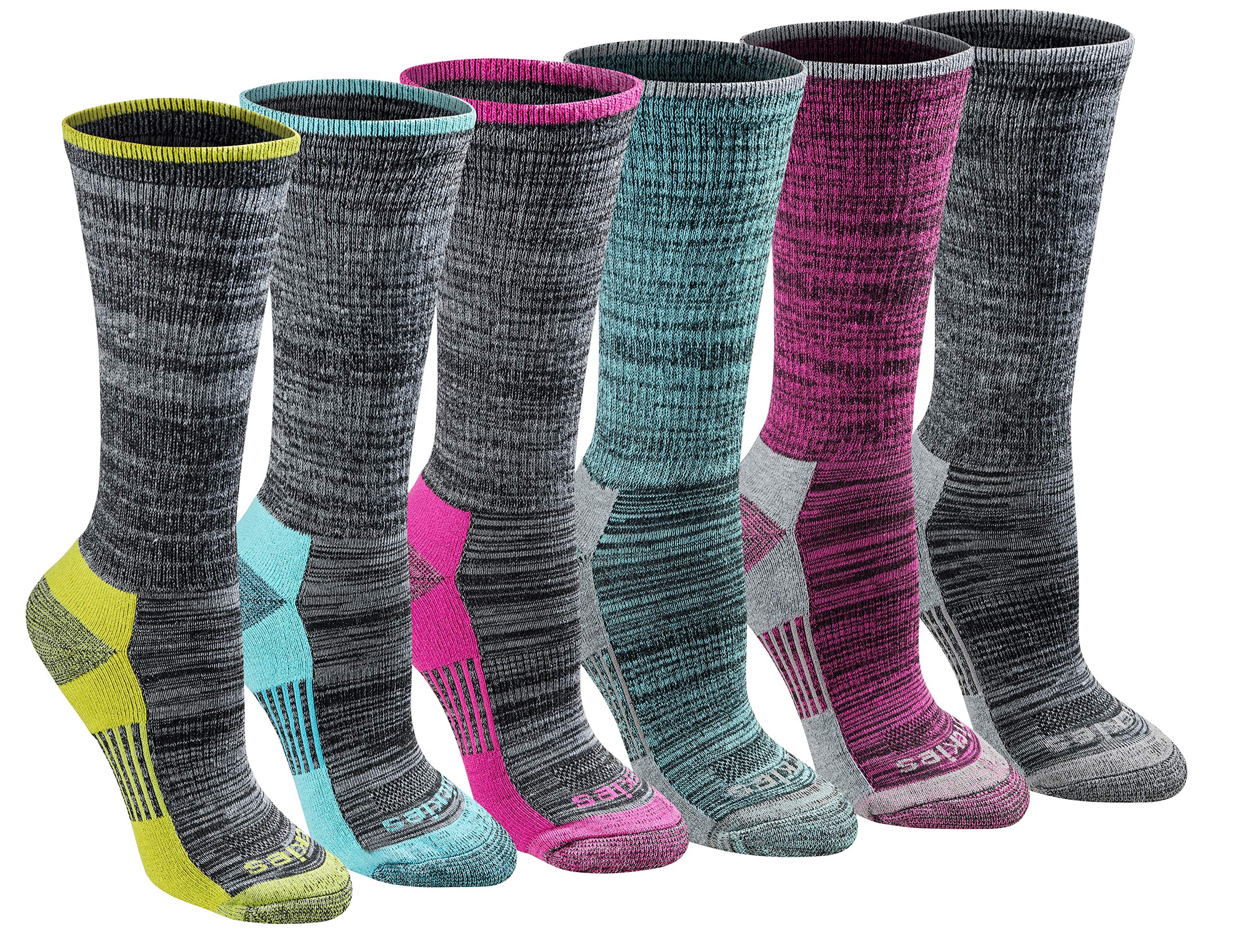Dickies Women's Dri-Tech Fashion Moisture Control Crew Socks (5/6/12 Pairs) (S-XL), Black Heathered (6 Pairs), Large