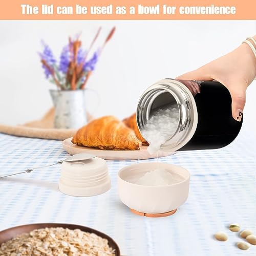CUPADA Vivid Hairless Cat Food Jar, Cute Kitten Insulated Hot Food Jars Vacuum 17OZ with Folding Spoon for Work Trip Picnic Camping
