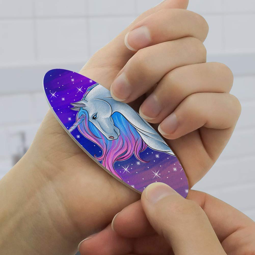 Majestic Unicorn Pink Purple Blue Double-Sided Oval Nail File Emery Board Set 4 Pack