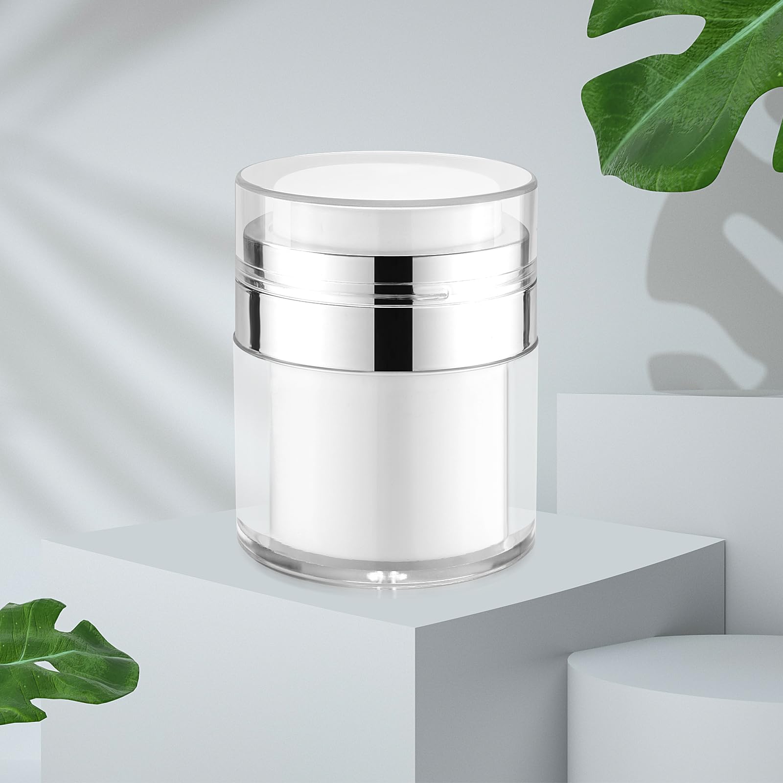 WLLHYF Airless Pump Jar Refillable Cream Jar Vacuum Bottle Airless Cosmetic Travel Container Bottles Portable Leak-Proof 30ml Moisturizer Container for DIY Creams Gels Lotion Toiletry
