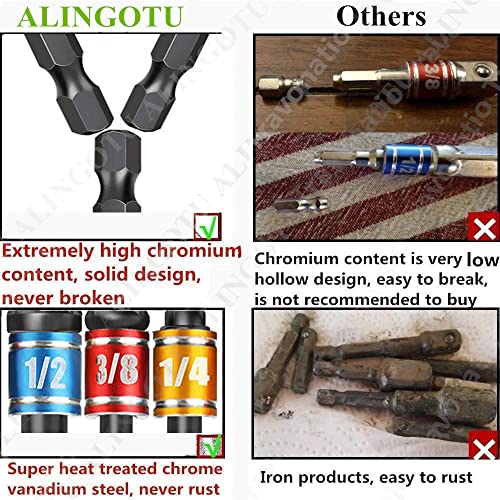 ALINGOTU Right Angle Drill Adapter and Drill Socket Adapter,Impact Driver Bit Set,Right Angle Drill Attachment,3-Piece 1/4", 3/8", and 1/2" Drive,Black,Cr-V,Gifts for Dad,Christmas Stocking Stuffers
