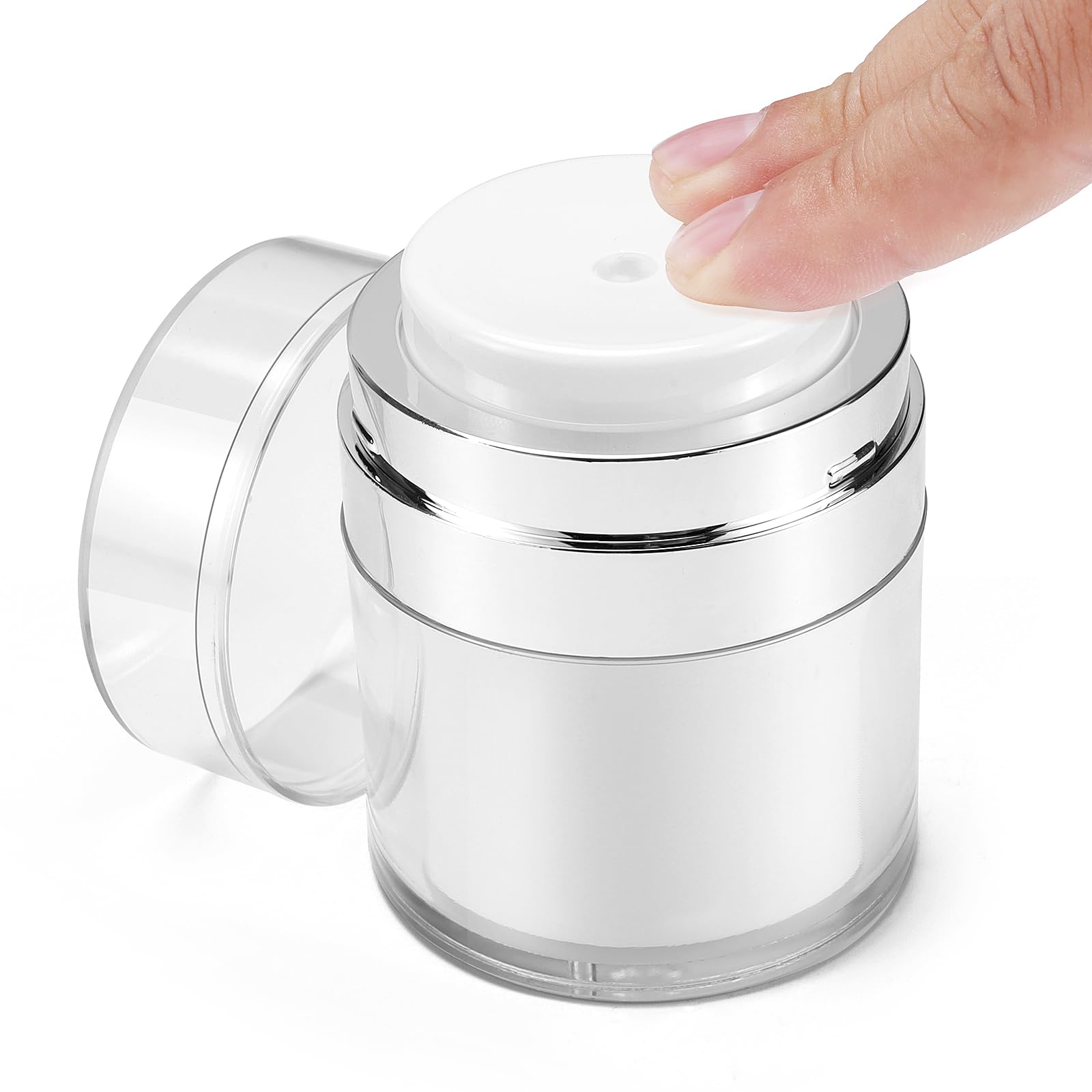 WLLHYF Airless Pump Jar Refillable Cream Jar Vacuum Bottle Airless Cosmetic Travel Container Bottles Portable Leak-Proof 30ml Moisturizer Container for DIY Creams Gels Lotion Toiletry