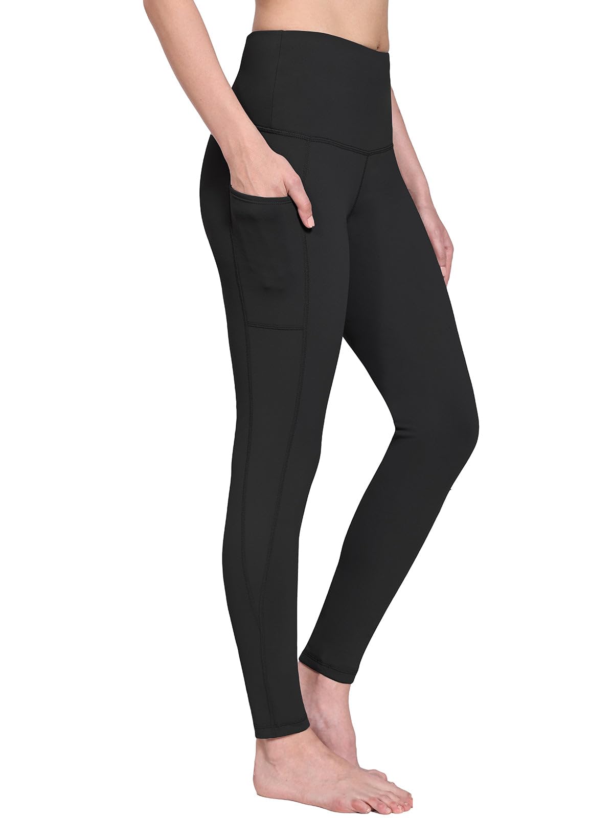 BALEAF Women's Waterproof Leggings Fleece Lined Thermal Warm Winter Yoga Water Resistant Pants with Pockets Black S