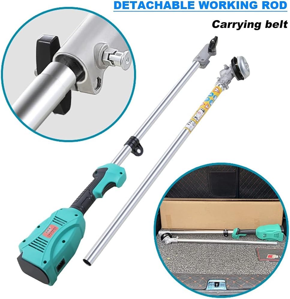RUTAVM Handheld String Trimmer Battery Grass Cutter Electric Lawn Mower, Garden Grass Trimmer Cordless with Wheels with Armrest, 24V/12Ah Lithium Battery