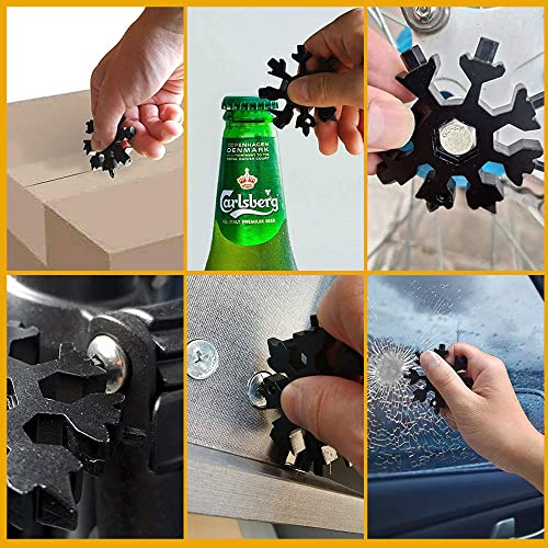 2 Pcs Snowflake Tools 18-in-1 Stainless Steel Snowflakes Multi-tool Fathers Day Giftss for Husbands, Keychain Multitool New Tools and Gadgets Cool and Unique Fathers Day Gift