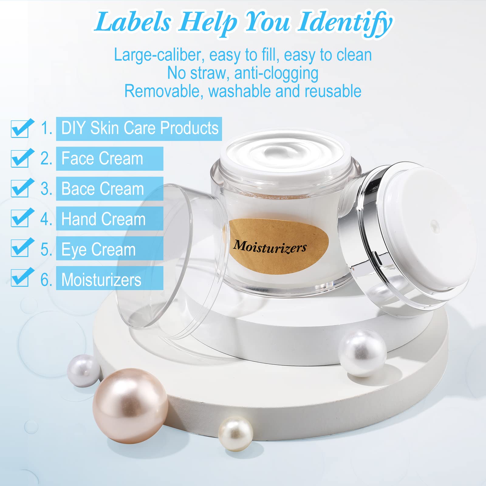 15 Pcs Airless Cosmetic Container Vacuum Cosmetic Bottle Vacuum Cream Jar Travel Cream Container Empty Refillable Cosmetic Air Pump Bottle Airless Pump Jars for Creams (1.7oz/50ml)